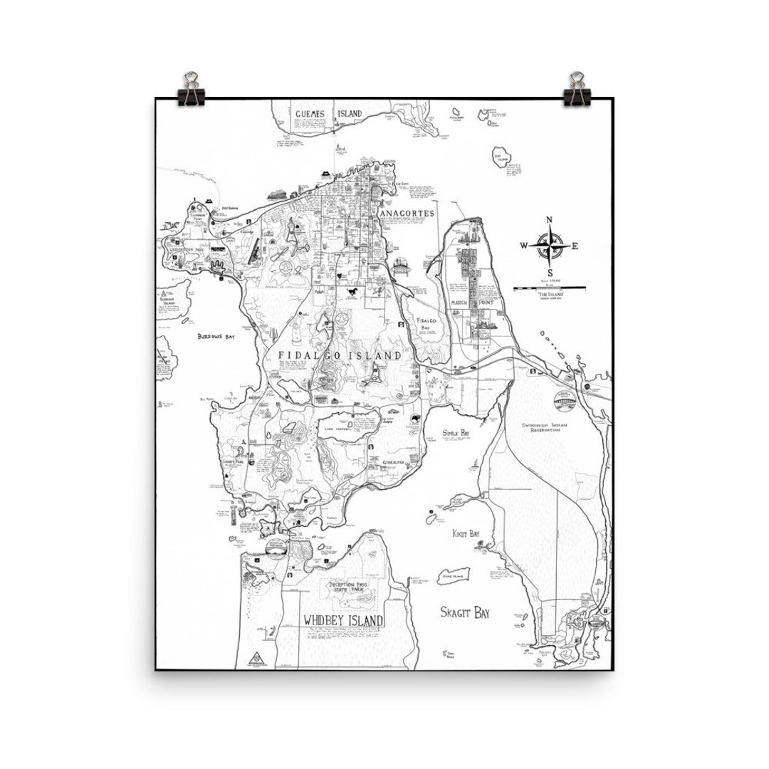 Fidalgo Island Hand-drawn Map - Etsy