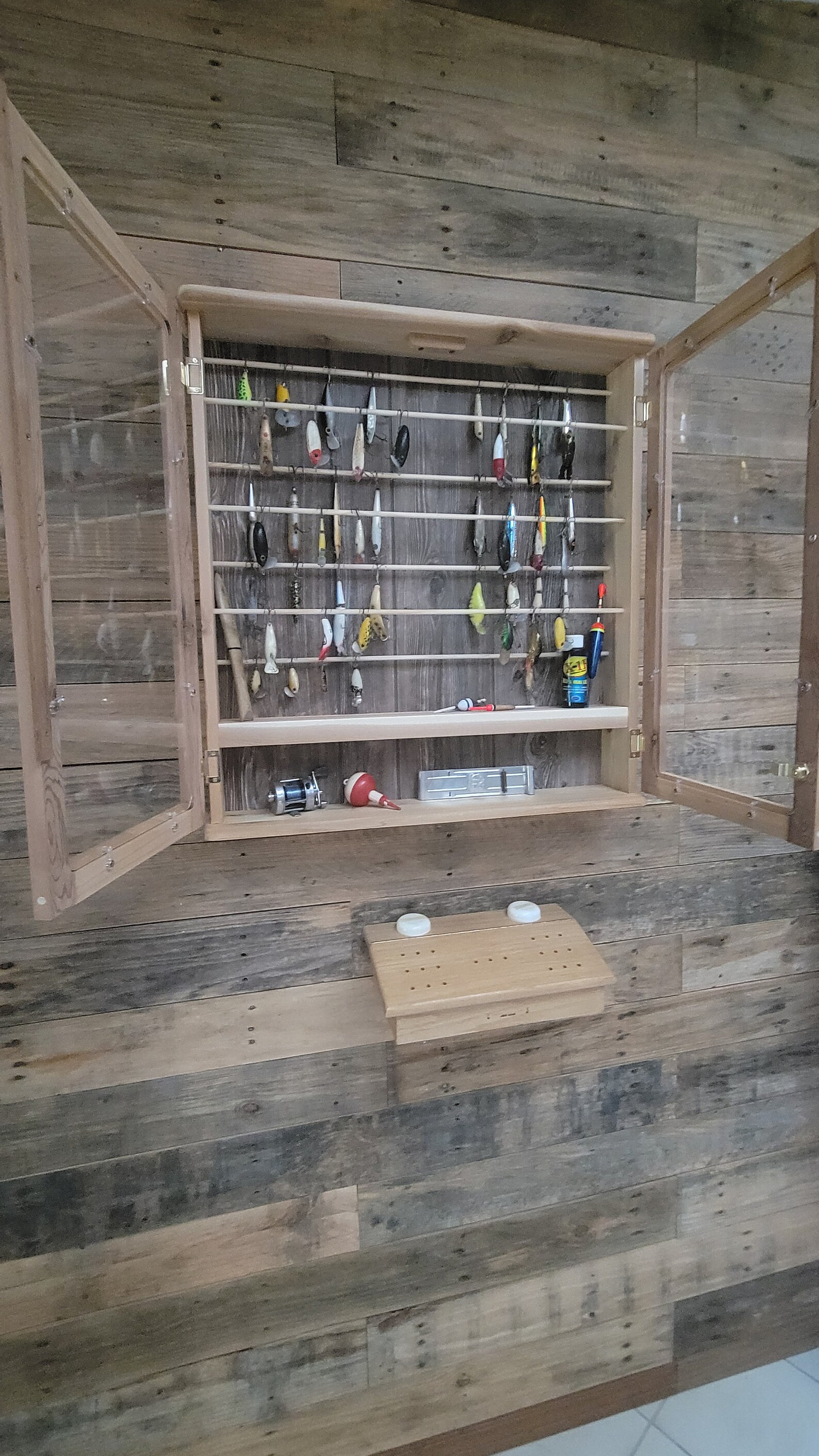 Fishing Lure/ Reel Display Cabinet. Holds Over 100 Lures. Handmade in ...