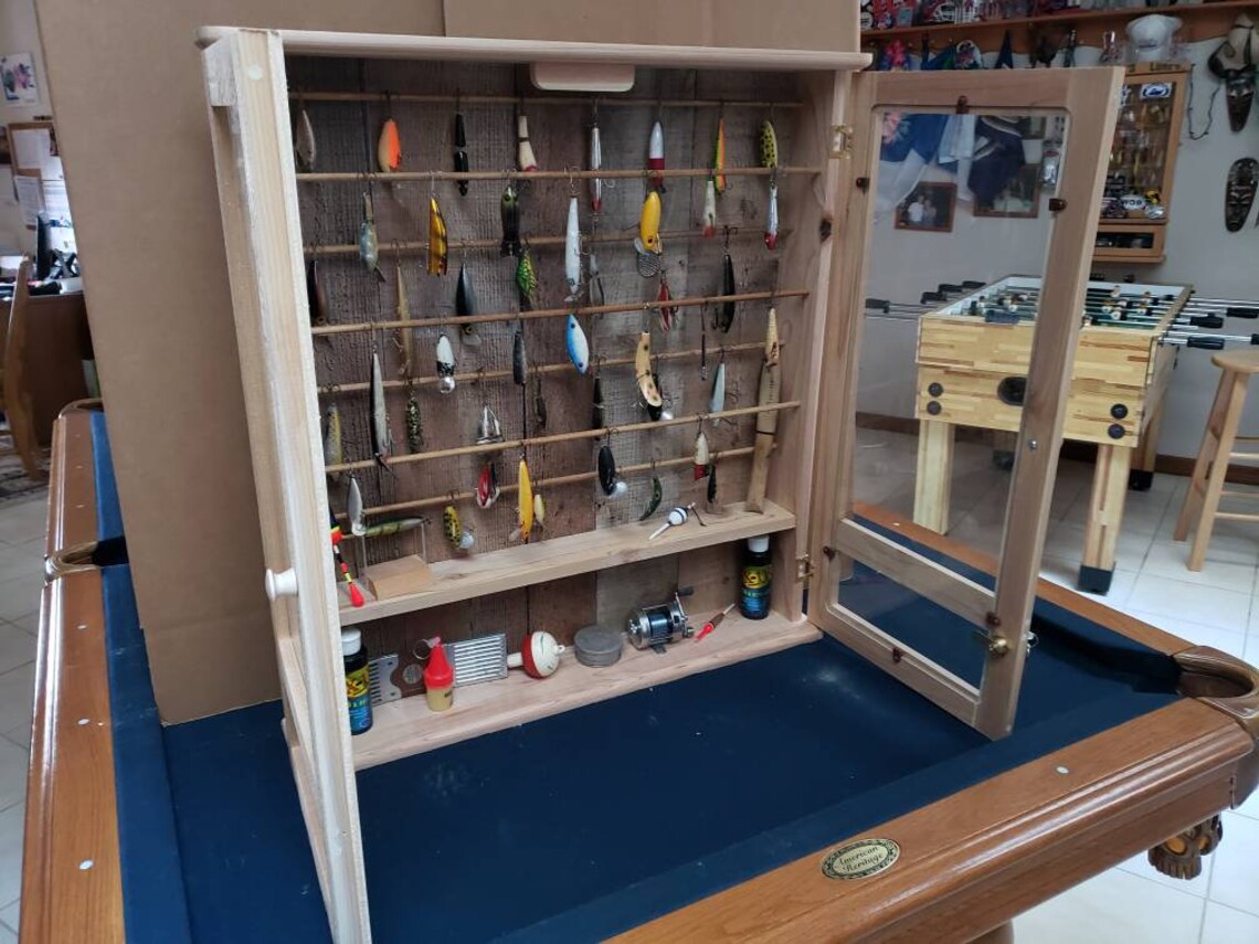 Fishing Lure/ Reel Display Cabinet. Holds Over 100 Lures. | Etsy