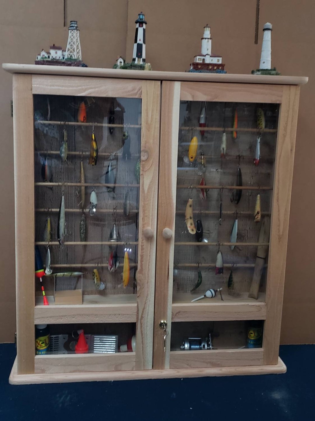 Fishing Lure/ Reel Display Cabinet. Holds Over 100 Lures. - Etsy