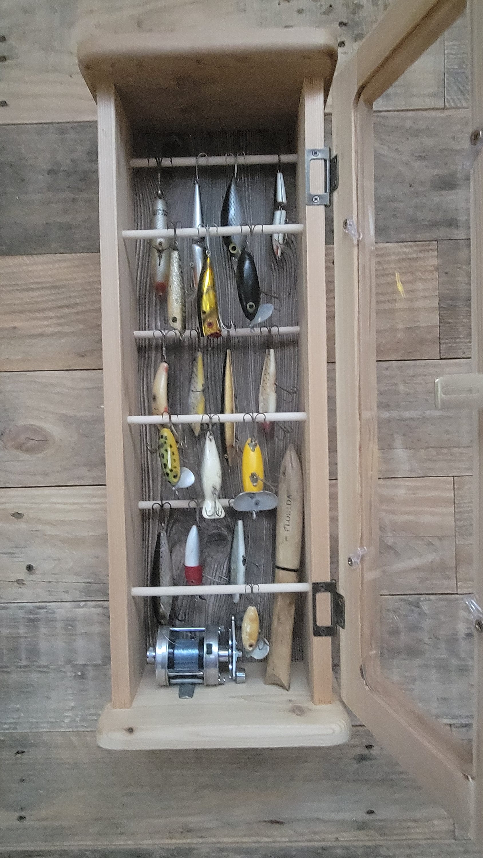 Fishing Lure / Reel Display Cabinet. Holds Over 35 Lures. Handmade in ...