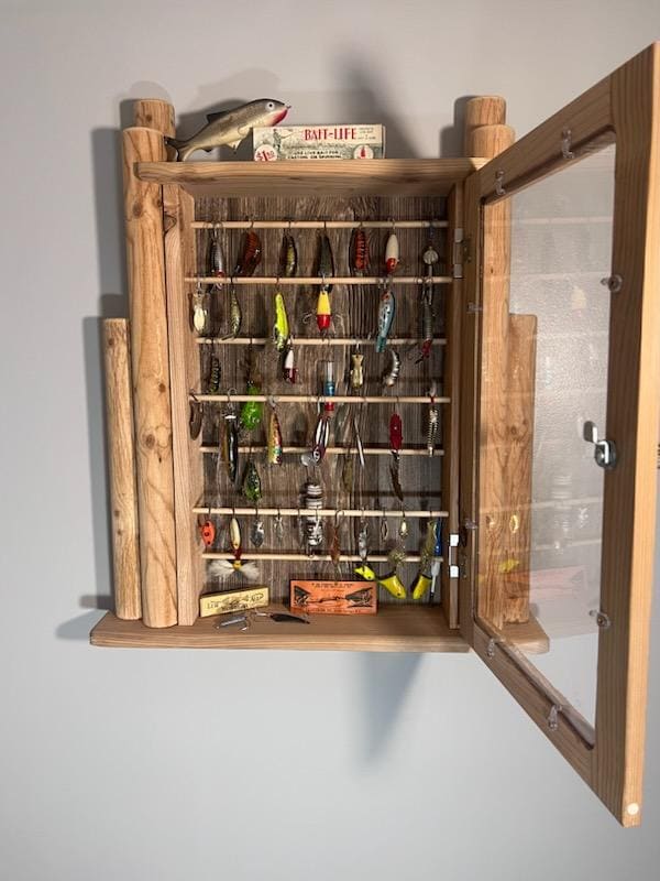 Lighted Deluxe Fishing Lure Display Cabinet. Holds Over 50 Lures ...