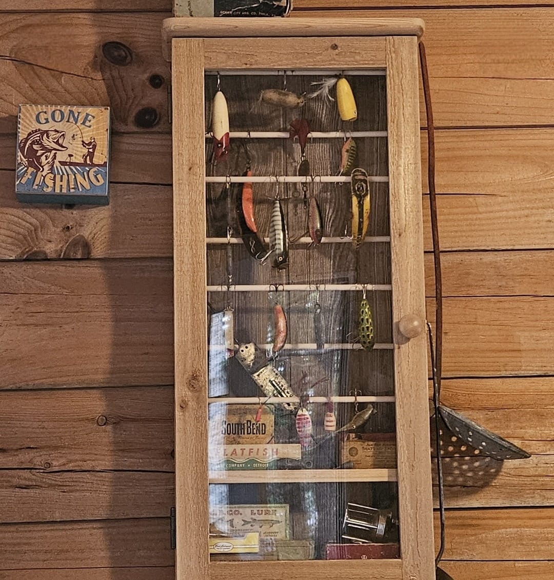 Fishing Lure/ Reel Display Cabinet. Holds Over 50 Lures. Handmade in ...