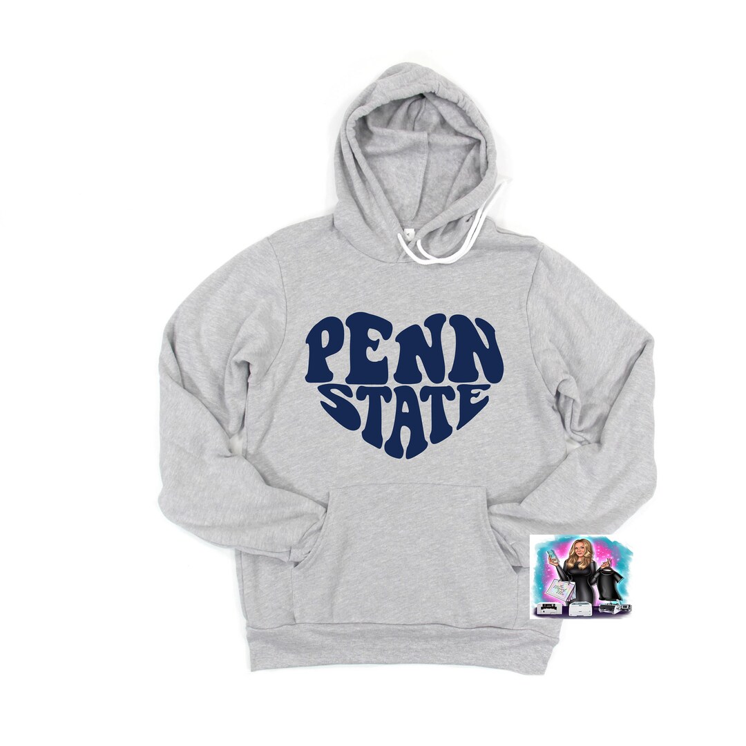 Penn State Hoodie – Graphic Heart Design With "penn State" – Gray ...