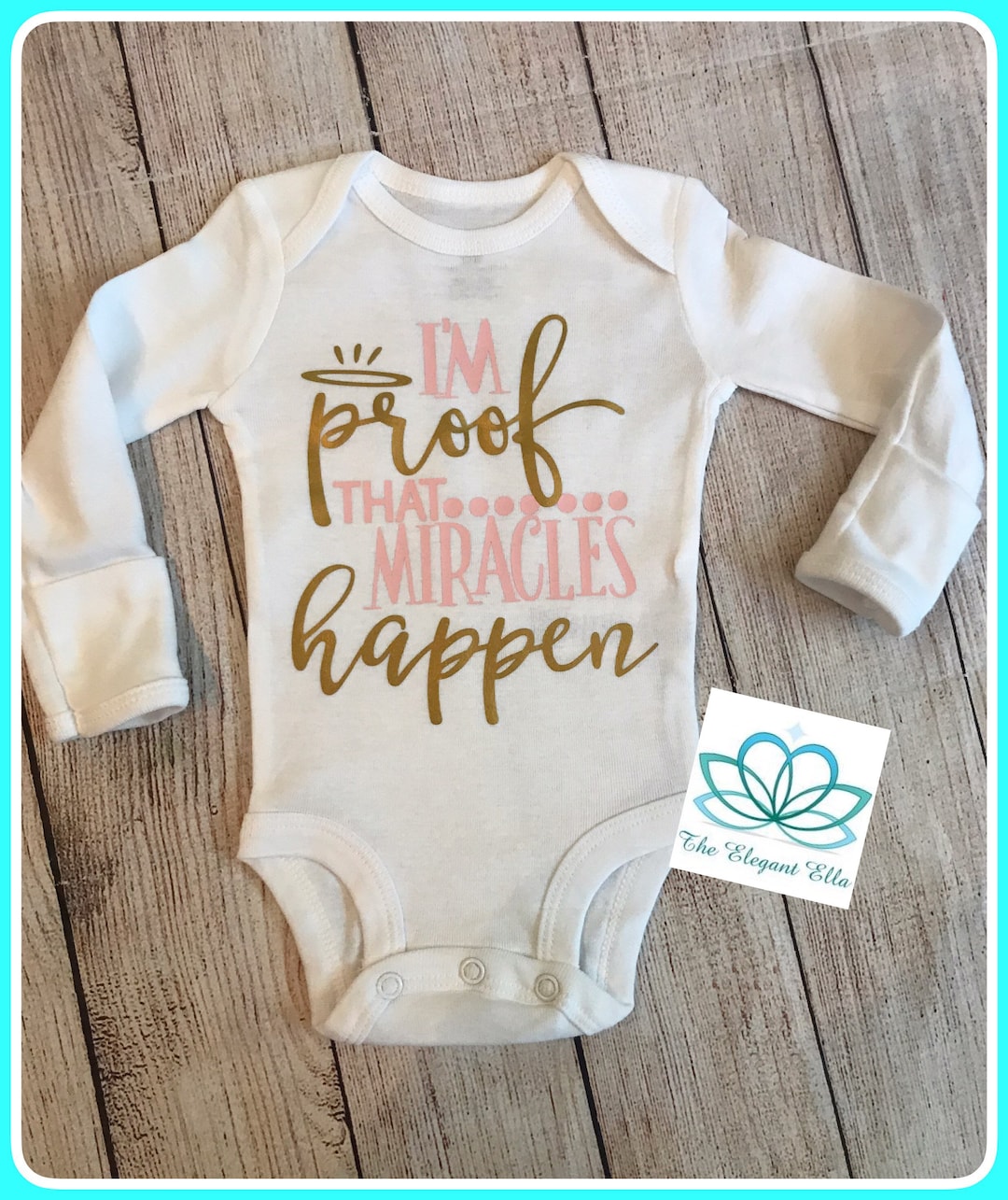 Miracle Baby Girl Outfit I'm Proof Miracles Happen, Pink and Gold Baby ...