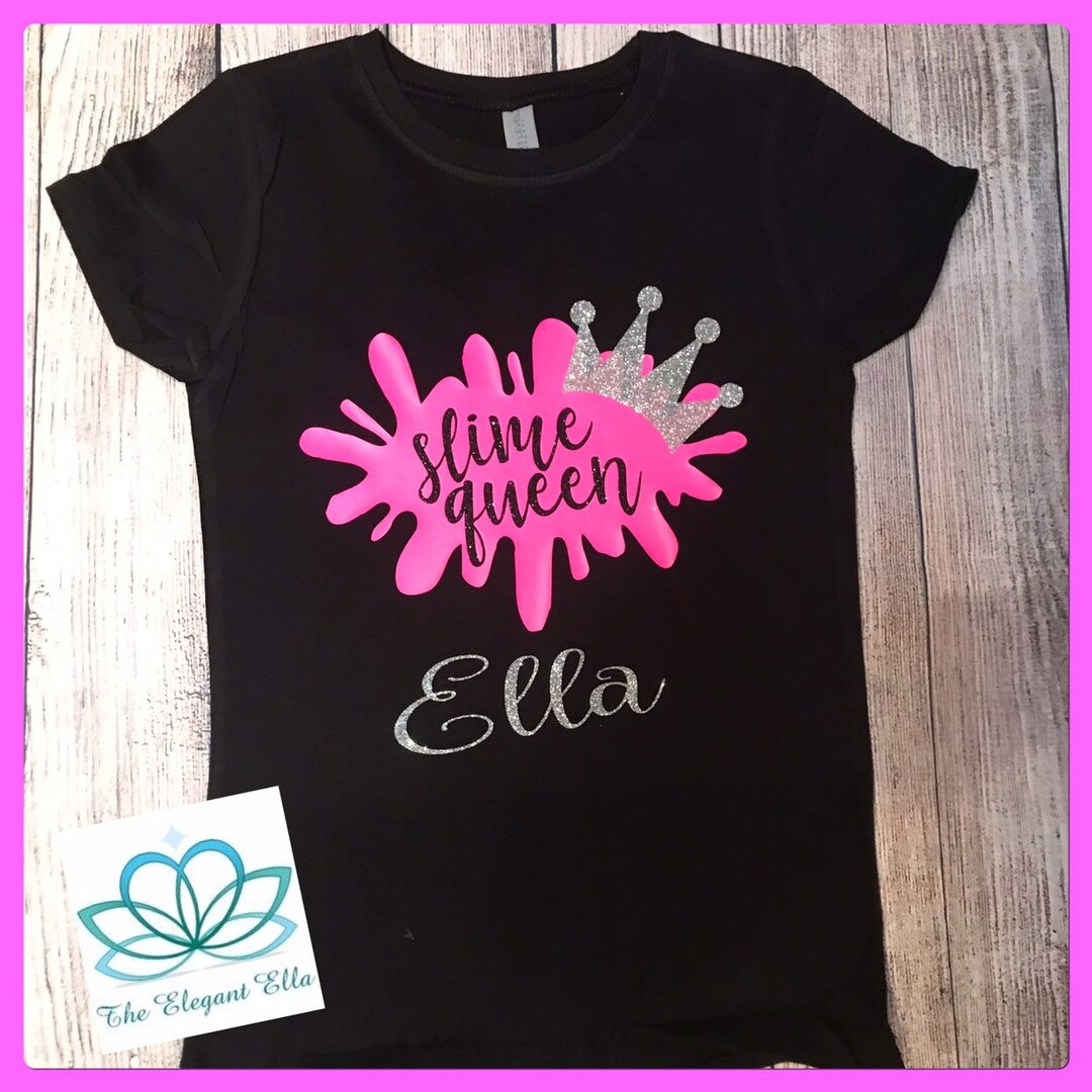 Slime Queen Girls T-shirt, Slime Party Shirts, Girls Slime Theme Tops ...