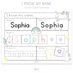 Learn Name Digital Download, I Know My Name, Prek Worksheets ...