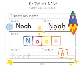 Learn Name Digital Download, I Know My Name, Prek Worksheets ...