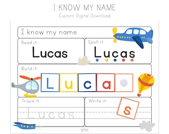 Learn Name Digital Download, I Know My Name, Prek Worksheets ...
