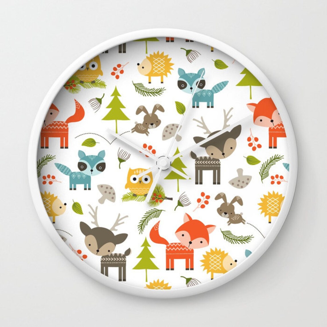 Animals Clock Animal Wall Clock Woodland Animals Clock Kids - Etsy