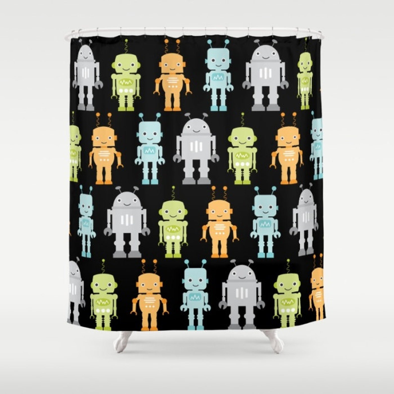Robots Shower Curtain Robot Bathroom Boys Shower Curtain - Etsy