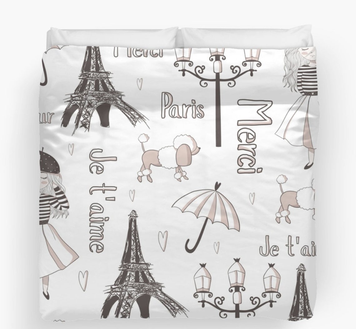 Paris Duvet, Paris Comforter, Paris Bedding, Eiffel Tower Duvet, France ...