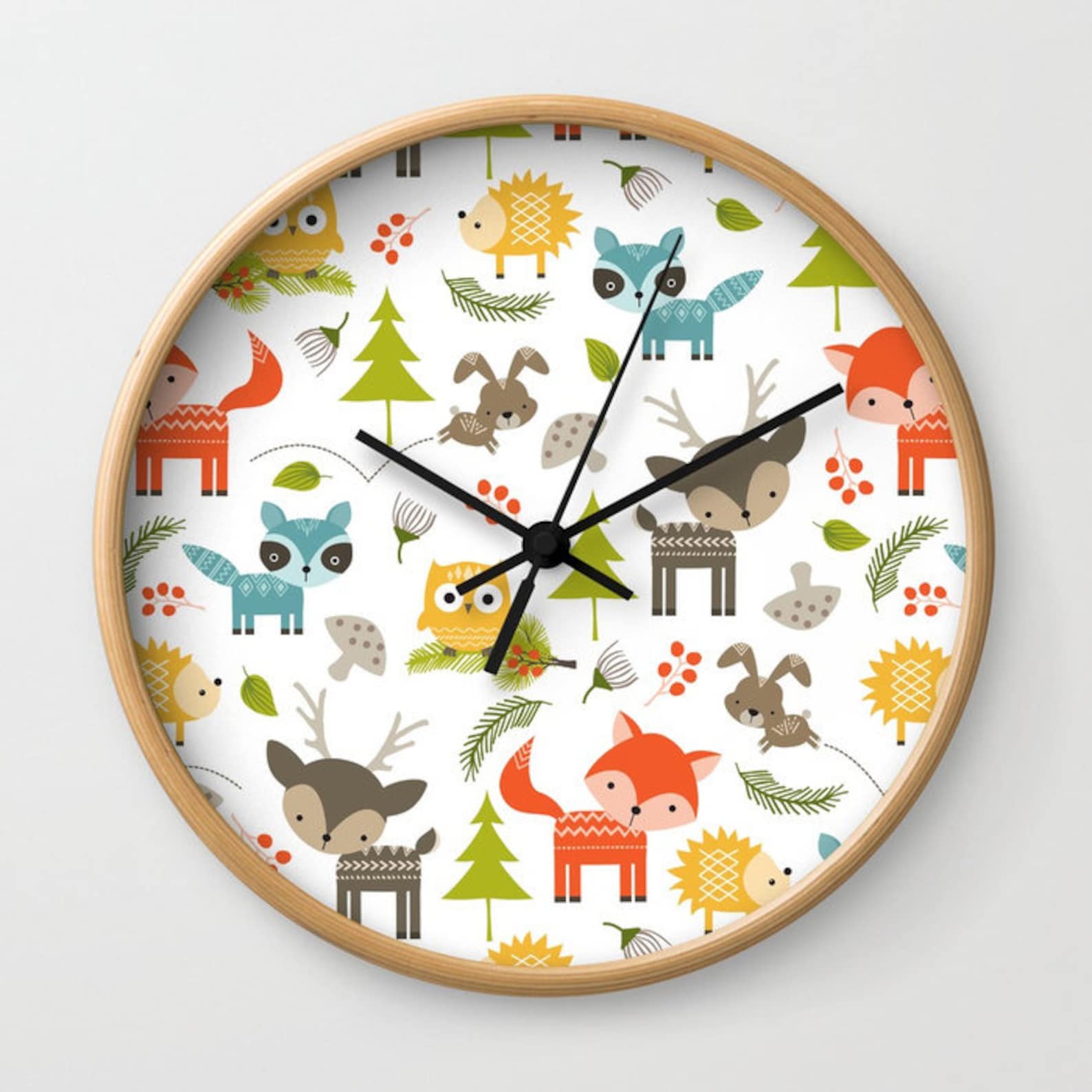 Animals Clock Animal Wall Clock Woodland Animals Clock Kids | Etsy
