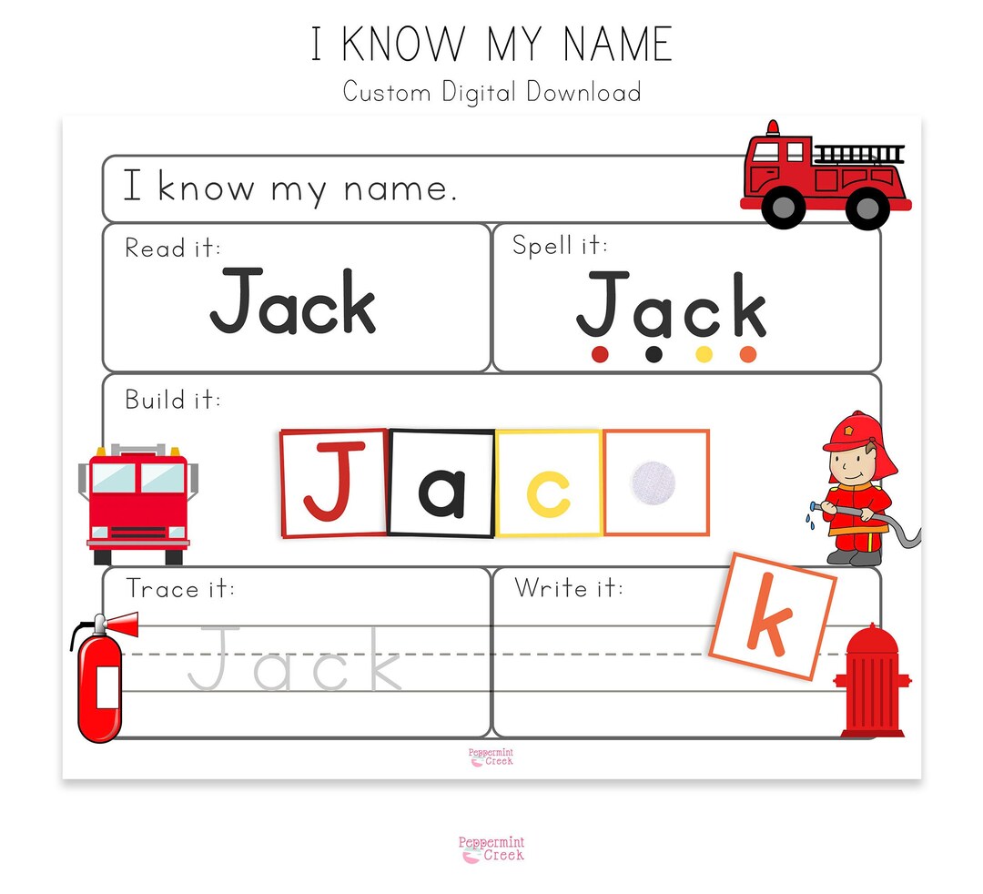 Learn Name Digital Download, I Know My Name, Prek Worksheets ...