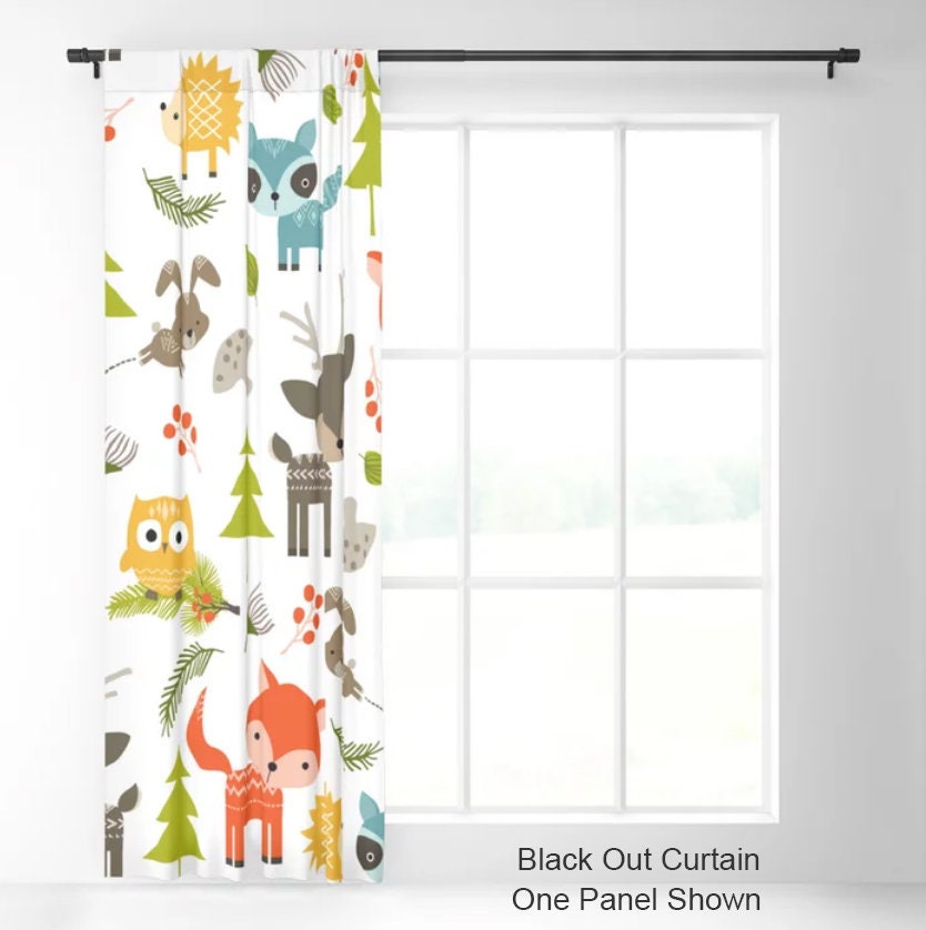 Woodland Animals Window Curtains, Animal Curtains, Animals Drapes, Kids ...