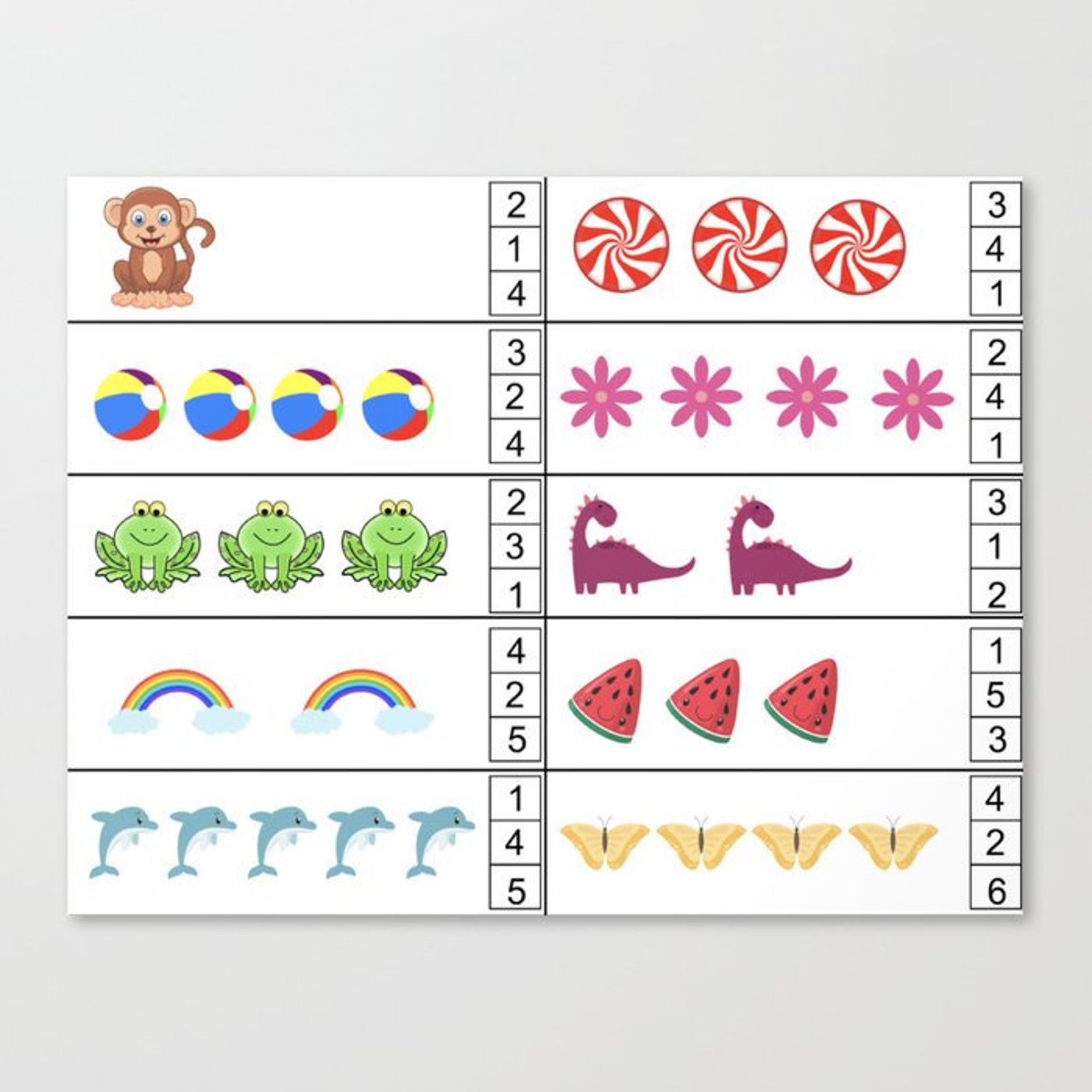 Counting Game for Kids, Instant Download, Print From Home, Number ...