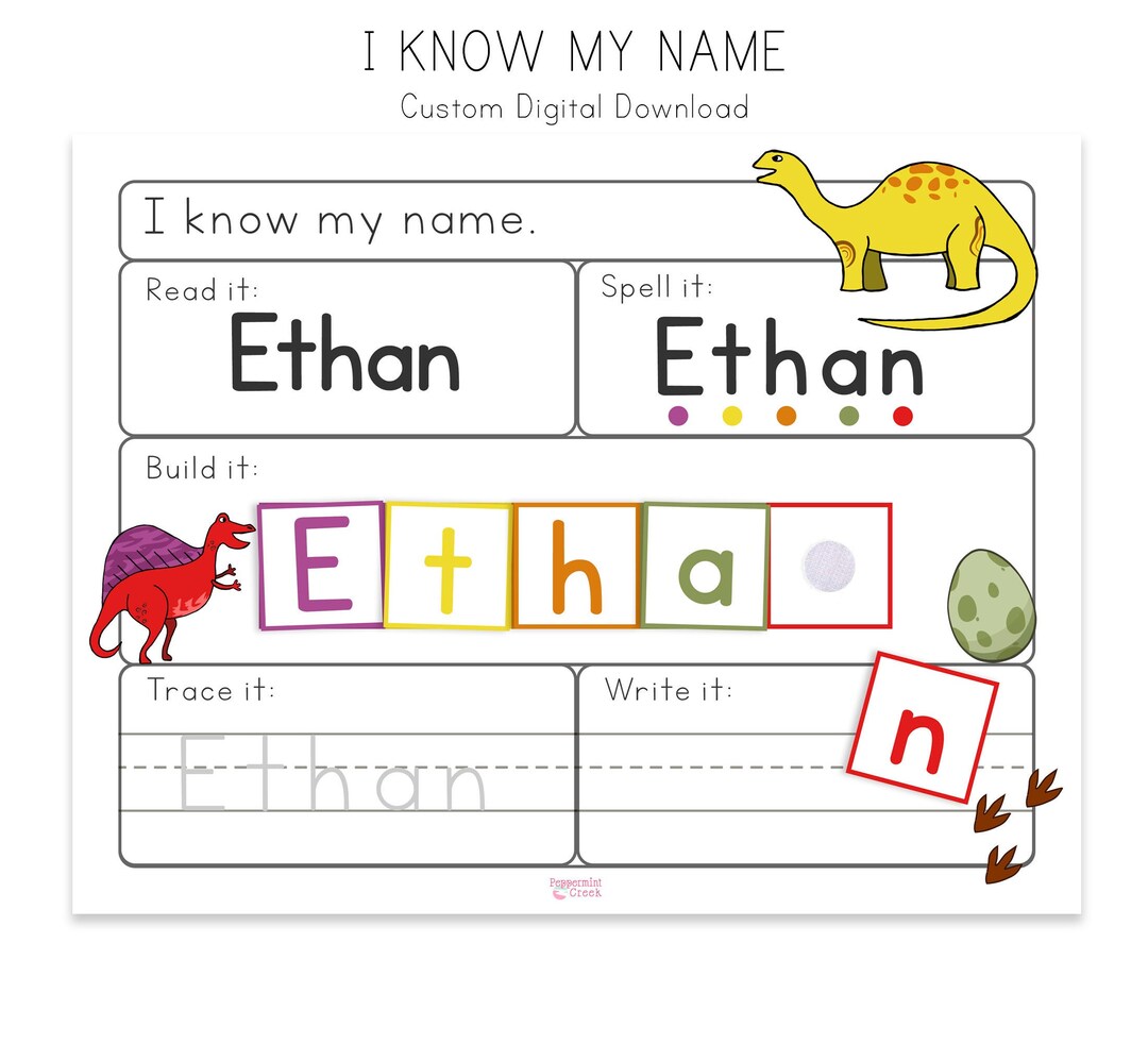 Learn Name Digital Download, I Know My Name, Prek Worksheets ...