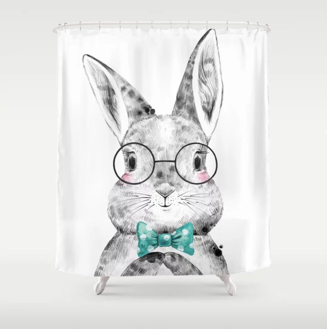 Rabbit Shower Curtain Bunny Shower Curtain Rabbit Decor - Etsy