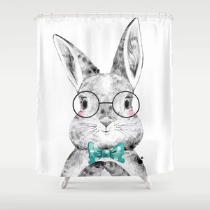 Rabbit Shower Curtain, Bunny Shower Curtain, Rabbit Decor, Bunny Decor ...