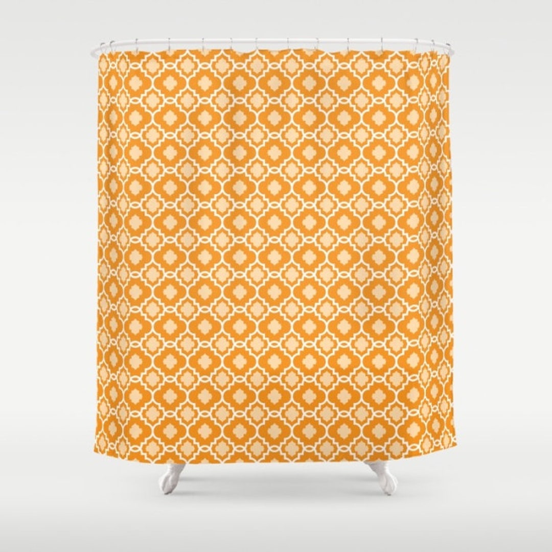 Orange Shower Curtain, Orange Shower, Orange Bathroom, Modern Shower ...
