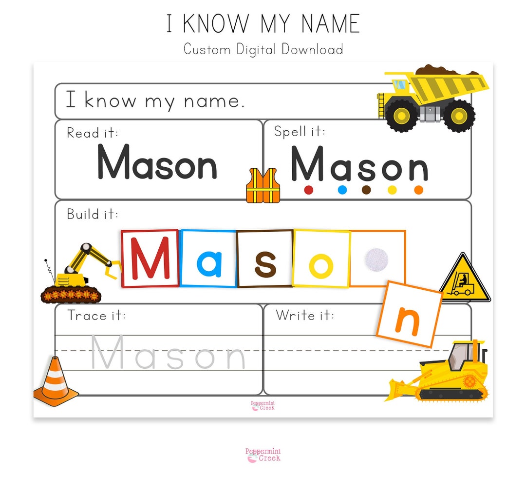 Learn Name Digital Download, I Know My Name, Prek Worksheets ...