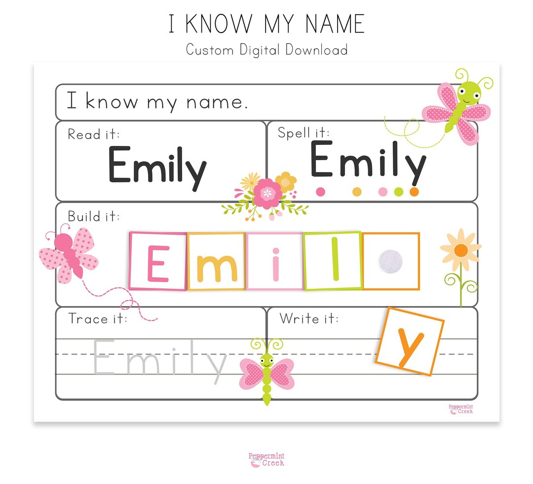 Learn Name Digital Download, I Know My Name, Prek Worksheets ...