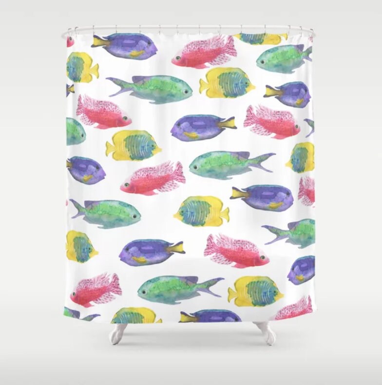 Fish Shower Curtain Marine Life Ocean Bathroom Fish | Etsy