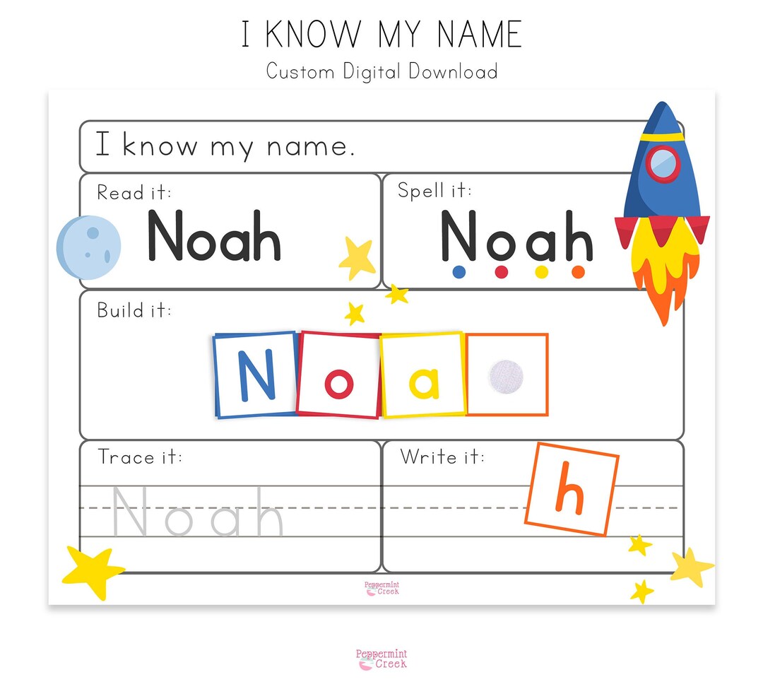 Learn Name Digital Download, I Know My Name, Prek Worksheets ...