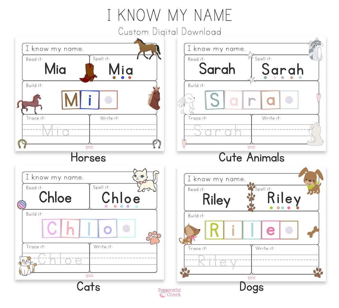 Learn Name Digital Download, I Know My Name, Prek Worksheets ...