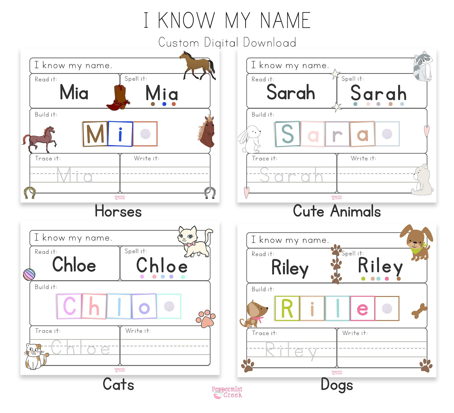 Learn Name Digital Download, I Know My Name, Prek Worksheets ...