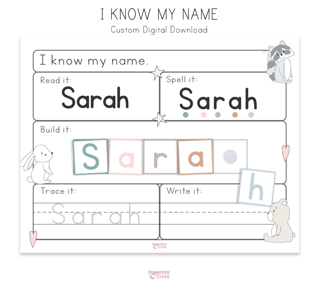Learn Name Digital Download, I Know My Name, Prek Worksheets ...