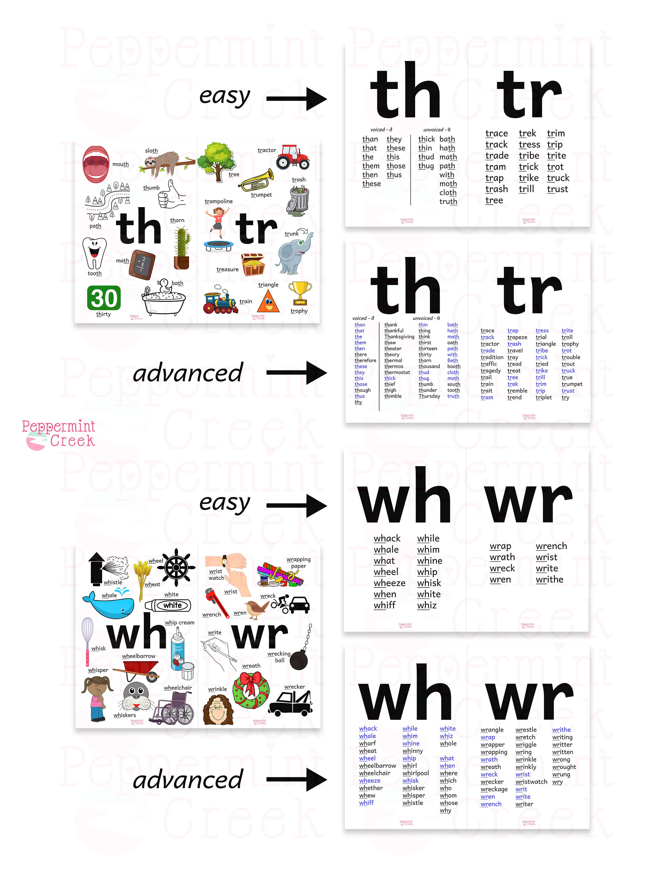 Blends and Digraphs Digital Download, Learn to Read, Phonics Flashcards ...