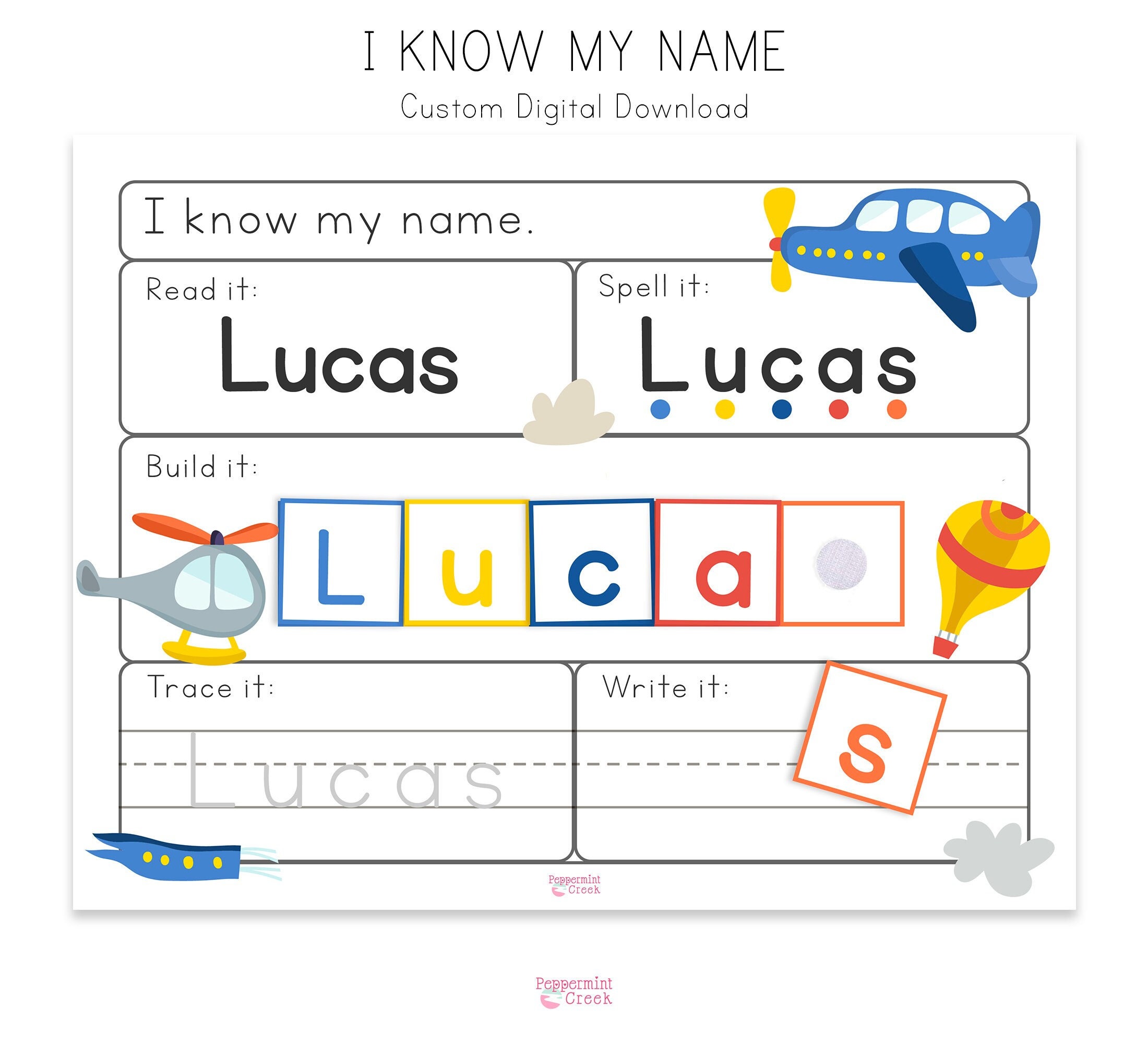 Learn Name Digital Download, I Know My Name, Prek Worksheets ...