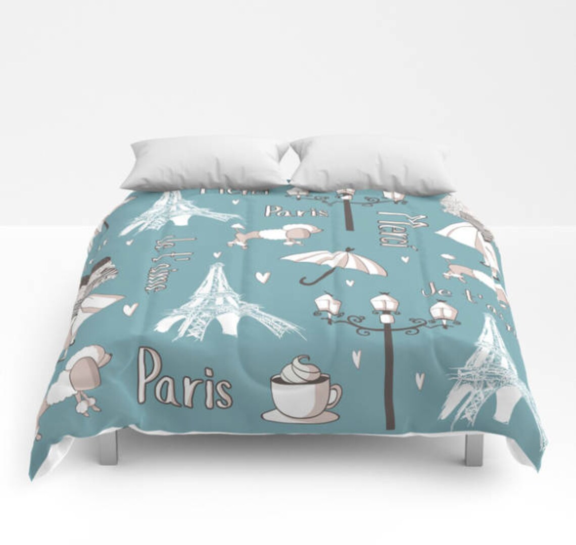 Paris Duvet Paris Comforter Paris Bedding Eiffel Tower - Etsy