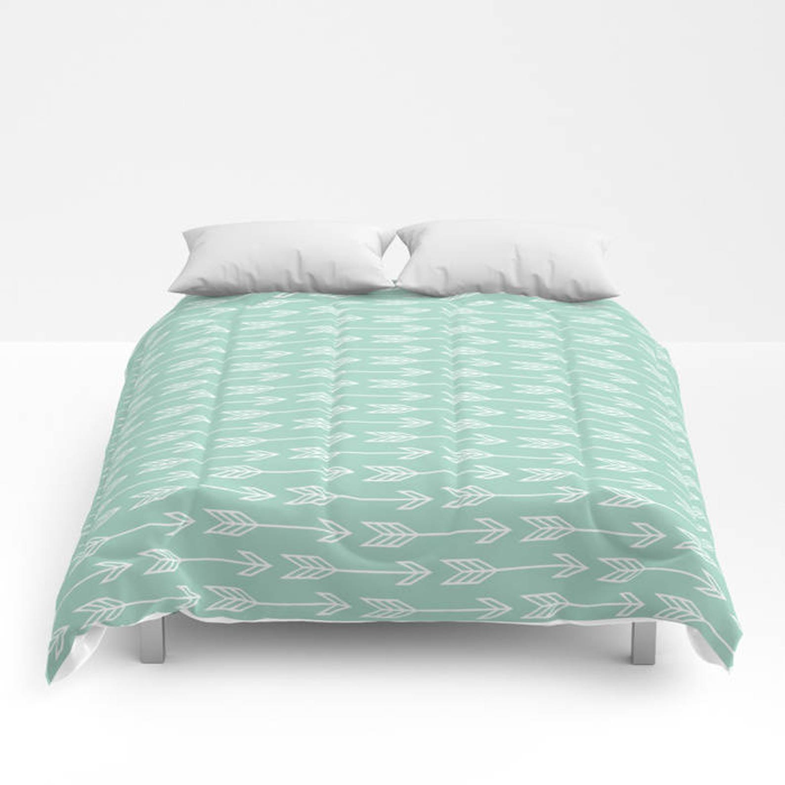 Arrows Duvet Cover, Arrows Comforter, Mint Green Duvet, Arrows Bedding ...