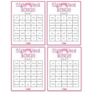 Sight Word Bingo Game for Children, Learning Resource, Frys 100 Site ...