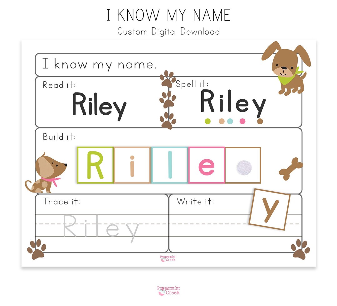 Learn Name Digital Download, I Know My Name, Prek Worksheets ...