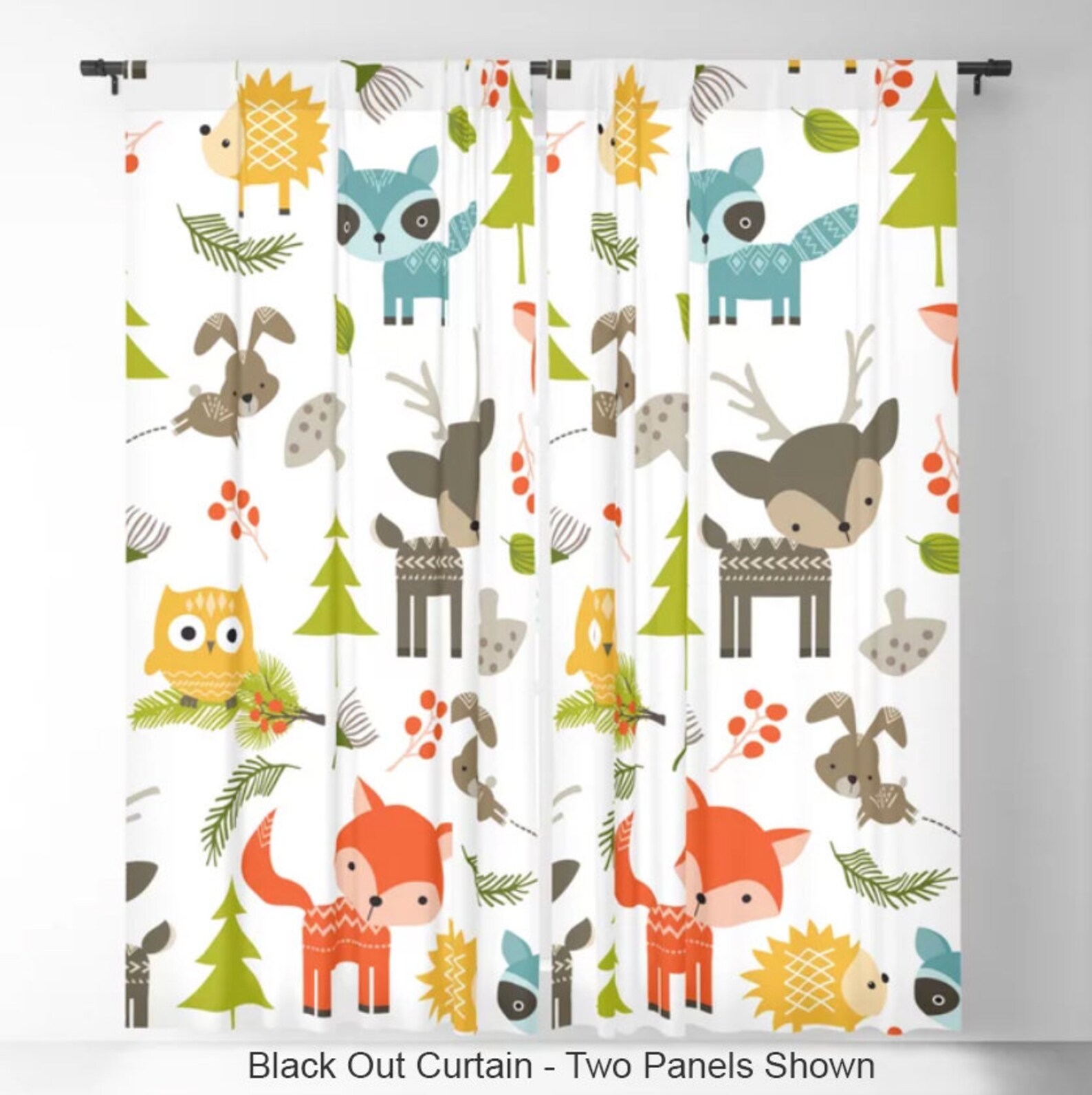 Woodland Animals Window Curtains, Animal Curtains, Animals Drapes, Kids ...