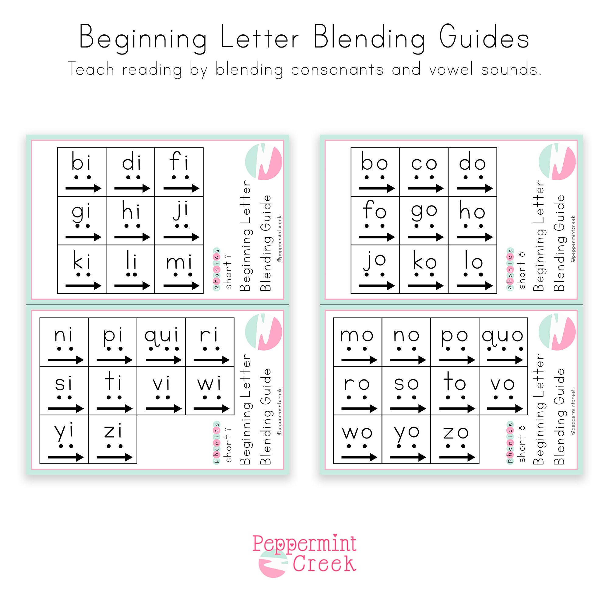 Beginning Blending Sounds, Short Vowel Blending Guide, Digital Download ...