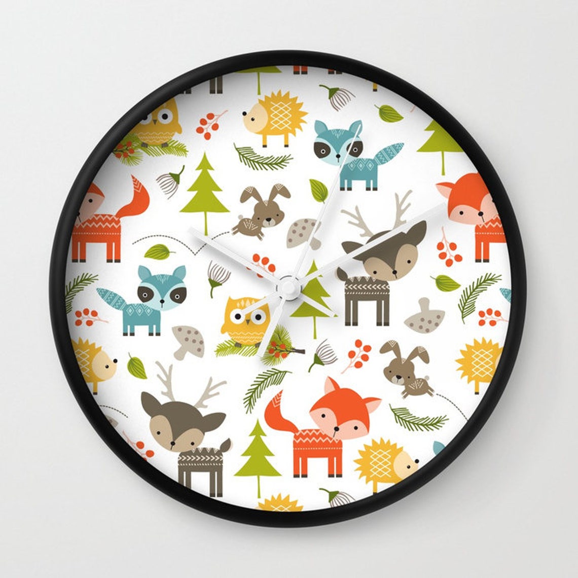 Animals Clock Animal Wall Clock Woodland Animals Clock Kids - Etsy