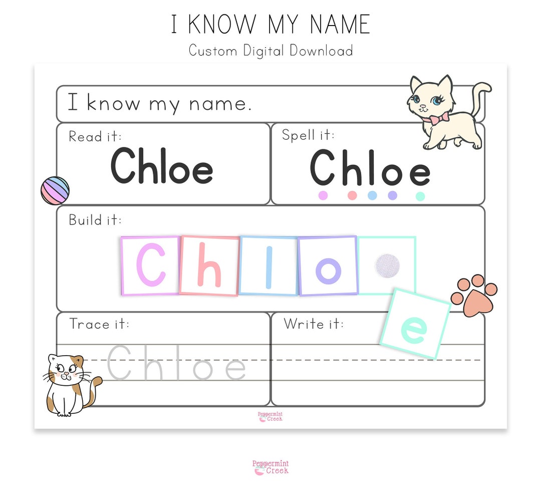 Learn Name Digital Download, I Know My Name, Prek Worksheets ...