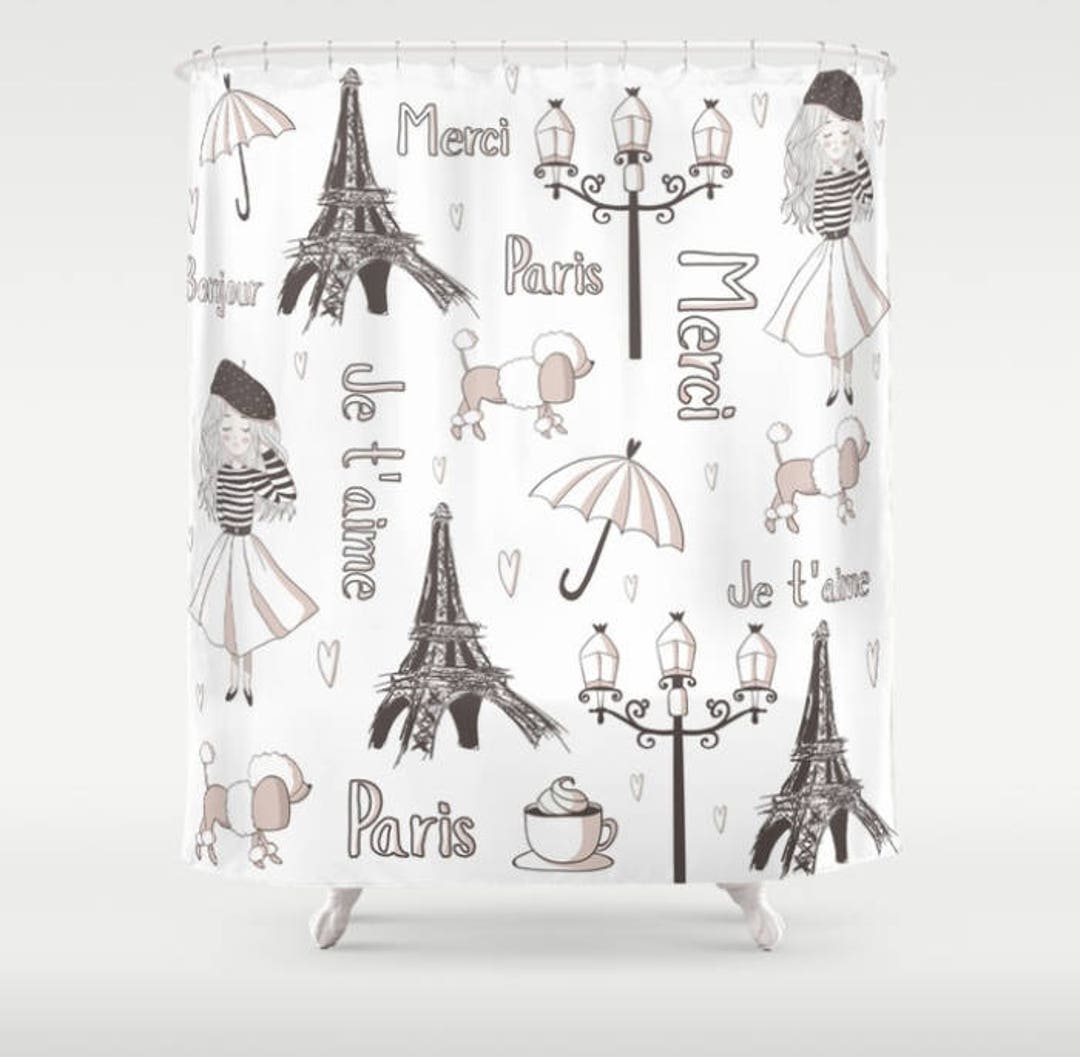 Paris Shower Curtain, Paris Bathroom, Parisian Shower Curtain, France ...