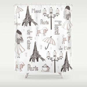 Paris Shower Curtain, Paris Bathroom, Parisian Shower Curtain, France ...