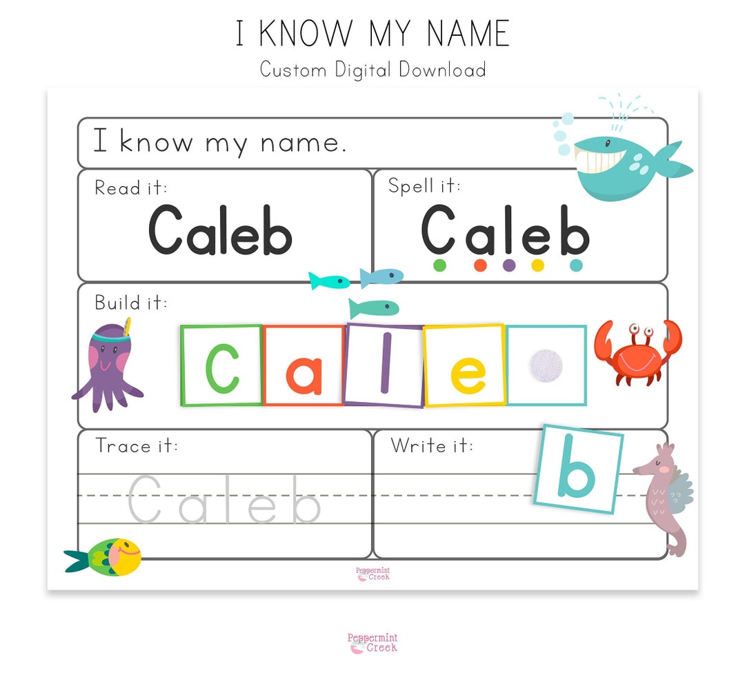 Learn Name Digital Download, I Know My Name, Prek Worksheets ...