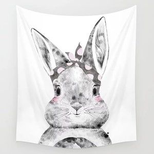Rabbit Tapestry Bunny Tapestry Bunny Wall Hanging Rabbit | Etsy