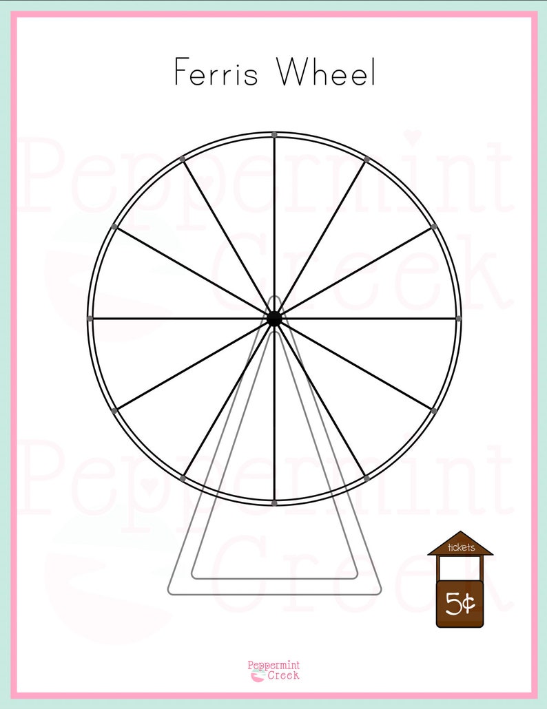 Ferris Wheel Printable Game, Numbers 1-12, Teach Counting, Beginning ...