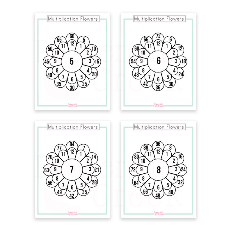 Multiplication Flowers Digital Download Learn to Multiply - Etsy