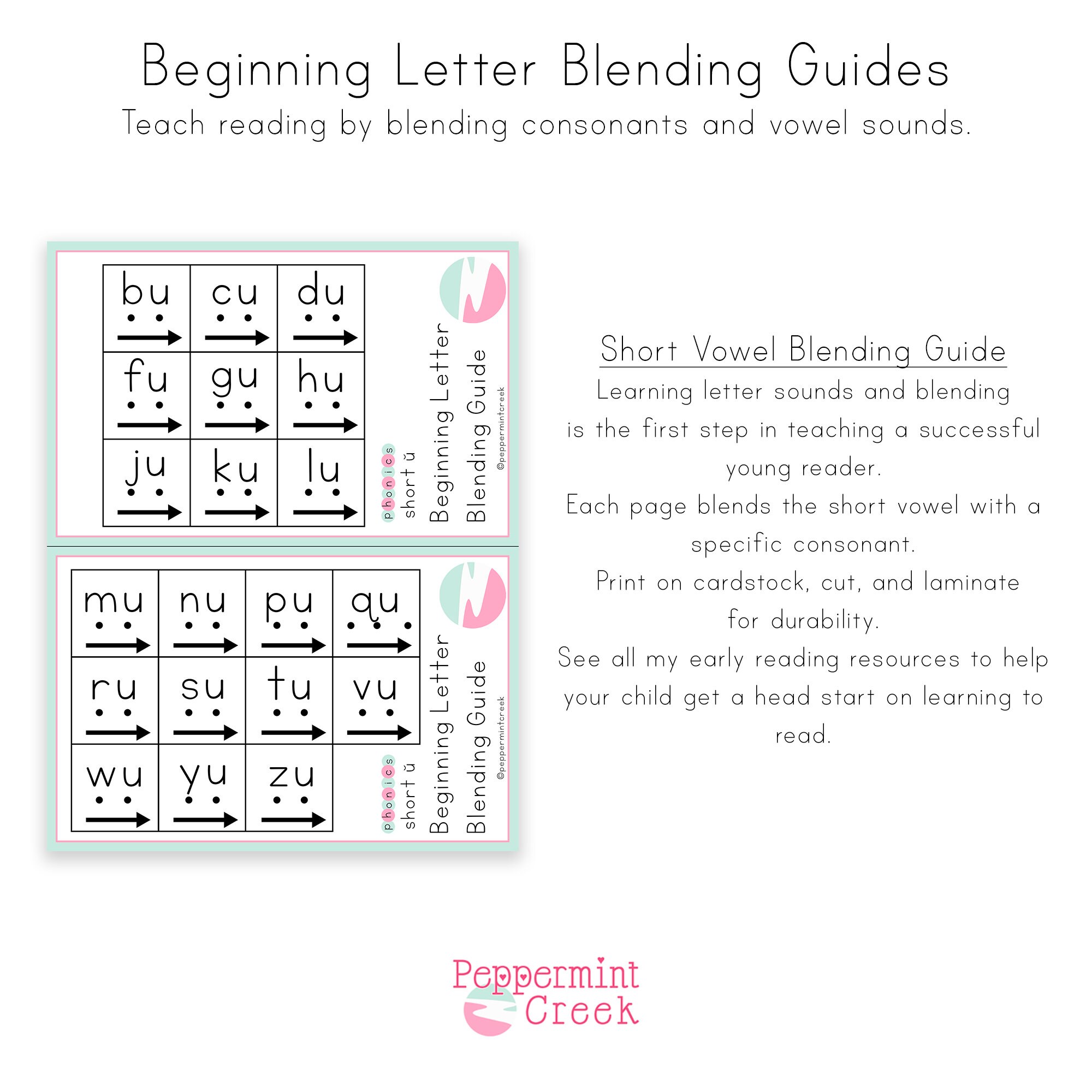 Beginning Blending Sounds, Short Vowel Blending Guide, Digital Download ...