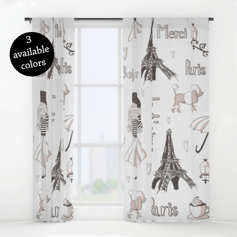 Paris Eiffel Tower Window Curtains - Romantic Paris Bedroom Curtains ...