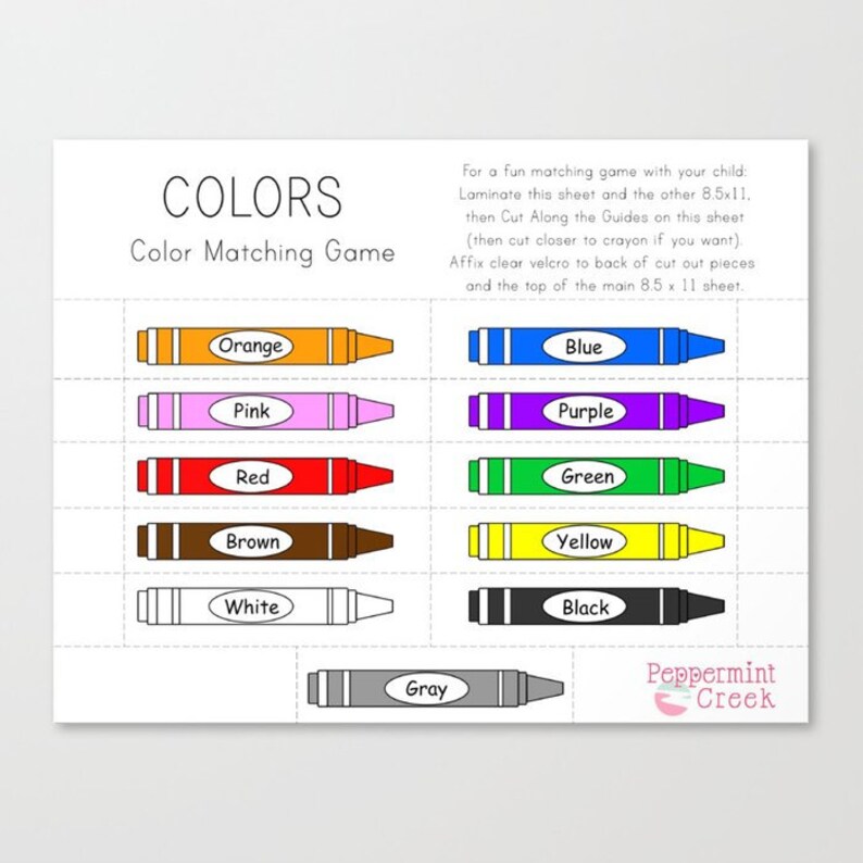 Crayon Instant Download, Learn Colors Digital Download, Homeschool ...